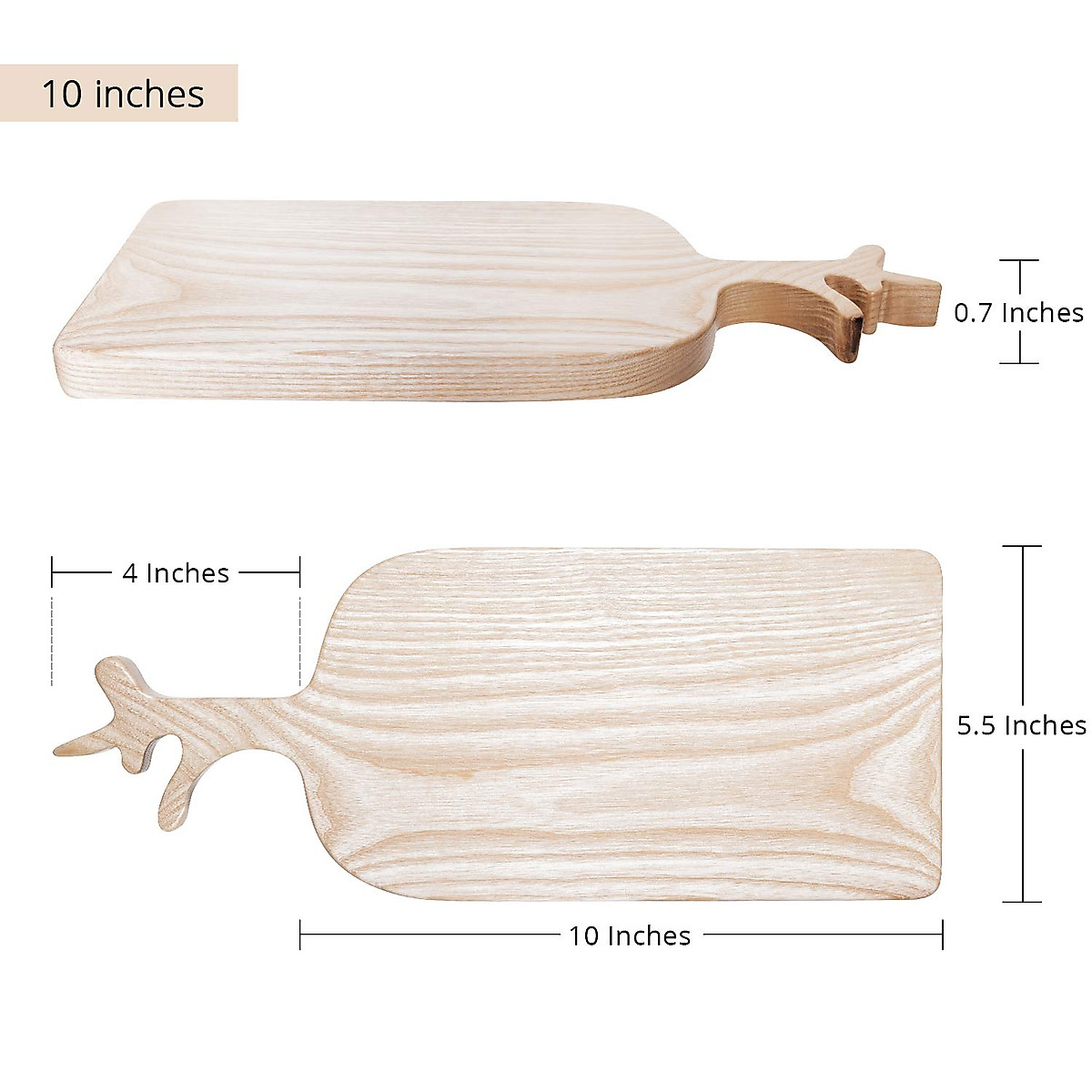 Cubicity JSC Rectangular Wood Tray with Tree Shape Handle 10 x 5.5 Inch, Kitchen Serving Plate Service Tableware Serveware Cheese Snack Platter Wooden Board Minimal Home Décor, Light Brown Ash Wood