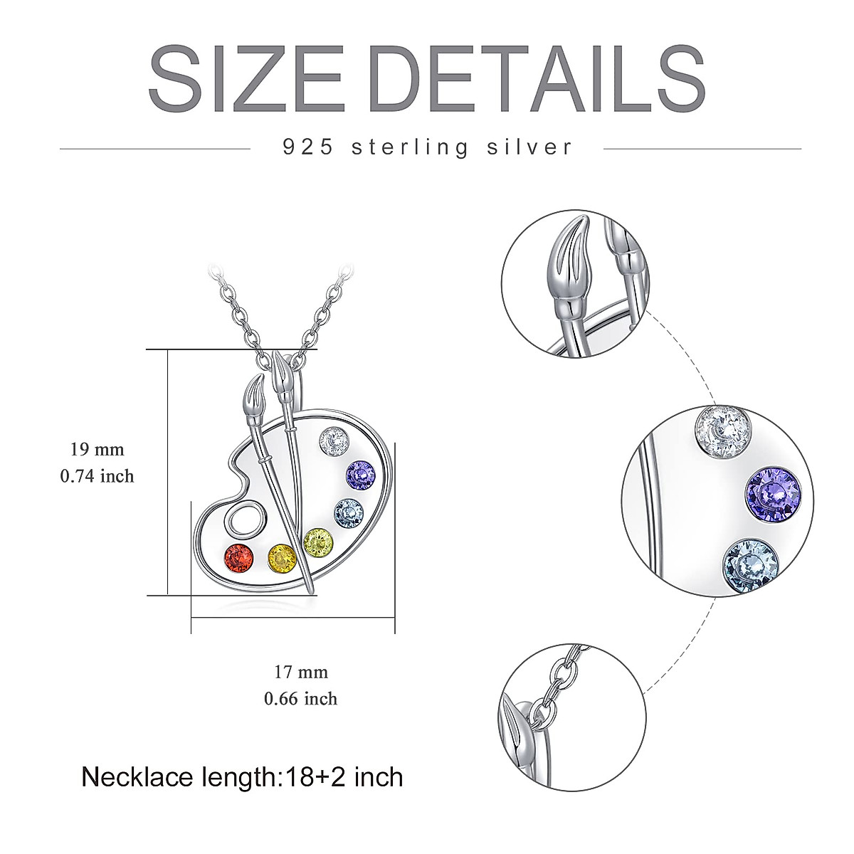 Dorunmo Art Palette Necklace Sterling Silver Art Necklace for Women Colorful Paint Necklace Art Painter Charm Necklace Future Artist Jewelry for Art Teacher Women