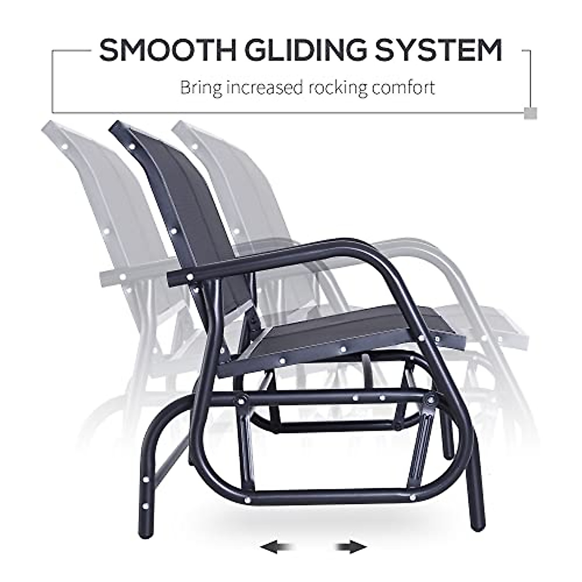 Outsunny 2-Person Outdoor Glider Bench Patio Double Swing Rocking Chair Loveseat w/Power Coated Steel Frame for Backyard Garden Porch, Black