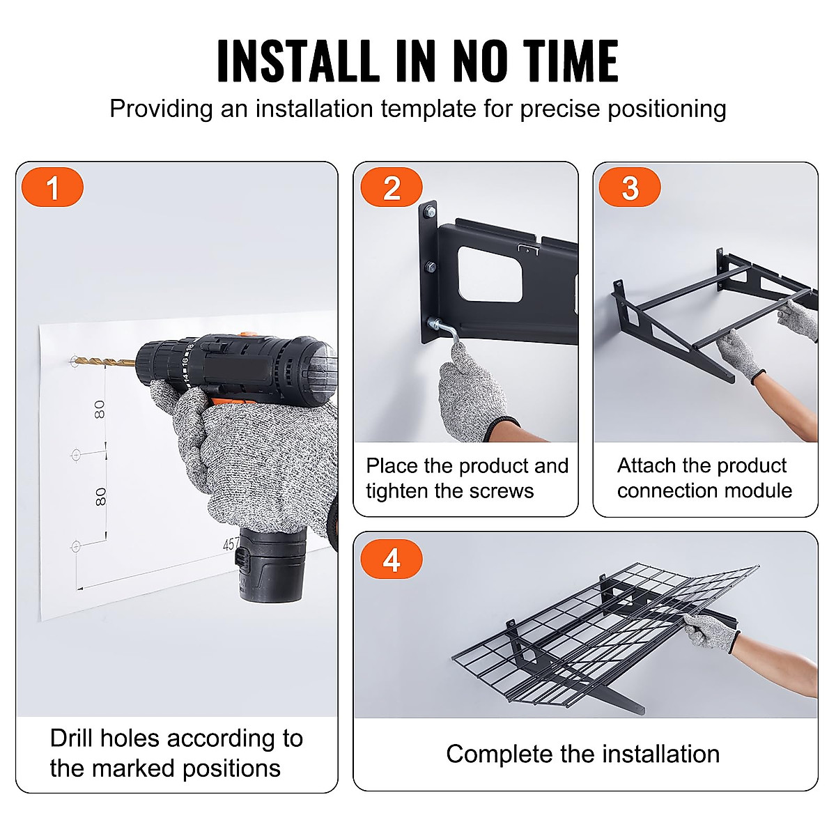 VEVOR Garage Shelving Wall Mounted, 2 x 4 ft Heavy Duty Garage Wall Shelves, 500 lbs Load Capacity Garage Storage Rack Floating Shelves, 2 Pack, Suitable for Shop, Shed, Garage Storage