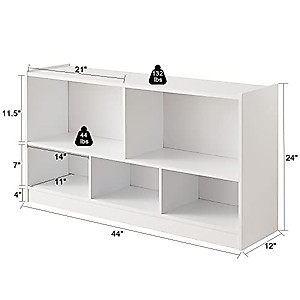TOYMATE Toy Organizers and Storage, 5-Section Kids Bookshelf for Organizing Books Toys, School Classroom Wooden Storage Cabinet for Children's Room, Playroom, Nursery