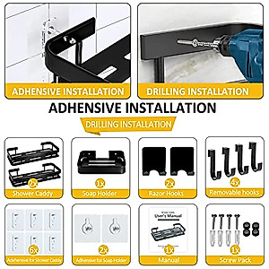 ZMteam Shower Caddy Organizer for Inside Shower-5Pack Bathroom Shower Shelves No Drilling with Soap Holder-Strong Adhesive Rustproof Shower Storage Shelf Basket for Bathroom,Dorm and Kitchen-Black