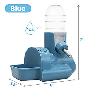 VANNON 3 in 1 Hamster Water Bottle No Drip Small Animal Water Bottle Automatic Bottle Dispenser with Food Container Base Hut and Hideout Base 4oz/120ml,Leekproof, BPA Free