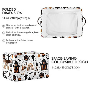 Halloween Pumpkins Gnome Storage Basket Bins Foldable Toy Baskets Organization with Handles Laundry Hamper for Home Boys Girls Office Closet Shelf Nursery Baskets,2 pcs