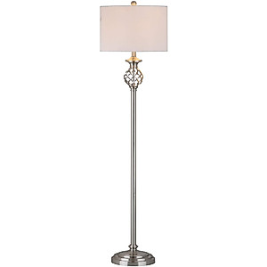 SAFAVIEH Lighting Collection Sophia Farmhouse Nickel 60-inch Living Room Bedroom Home Office Standing Floor Lamp (LED Bulb Included)