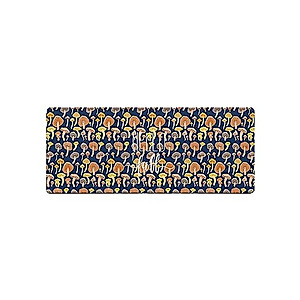 Multicolor Mushroom Bath Mat for Tub,Non Slip Bathroom Floor Runner Rug Quick Dry & Absorbent Diatomaceous Earth Shower Sink Kitchen Washable Doormat,Rustic Country Cartoon Fall Navy Blue 16"x47"