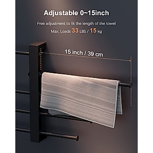 5-Tier Bridge Sliding Bathroom Towel Bar 16 Inch, ZUEXT Oil Rubbed Black Stainless Steel Towel Holder Hanger, Wall Mounted Adjustable Hand Towel Rod for Washroom Kitchen, 1.5" Tube Towel Rail Racks