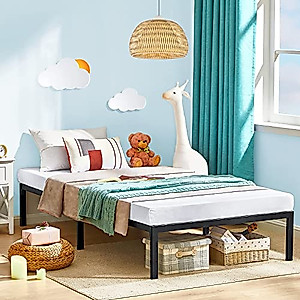 GreenForest Twin Bed Frame Tool-Free Quick Assembly Metal Platform and Full Size Bed Frame with Headboard