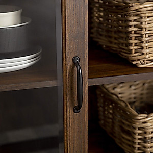 Walker Edison Tall Wood Universal TV Stand with Open Storage For TV's up to 58" Flat Screen Living Room Storage Entertainment Center, 52 Inch, White Oak