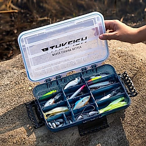 THKFISH Fishing Tackle Box 3600 Tackle Tray Floating Fishing Lure Box Storage Organizer Small Plastic Box with Adjustable Dividers,Sun-Proof 2PCS