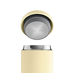 Fellow 12 oz Carter Everywhere Travel Mug - Wide Mouth Vacuum-Insulated Stainless Steel Coffee Mug - Tea and Coffee Tumbler - Travel Coffee Mug with Ceramic Interior - Buttered Popcorn Yellow