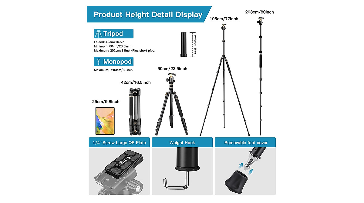 Professional DSLR Camera Tripod for Photography and More