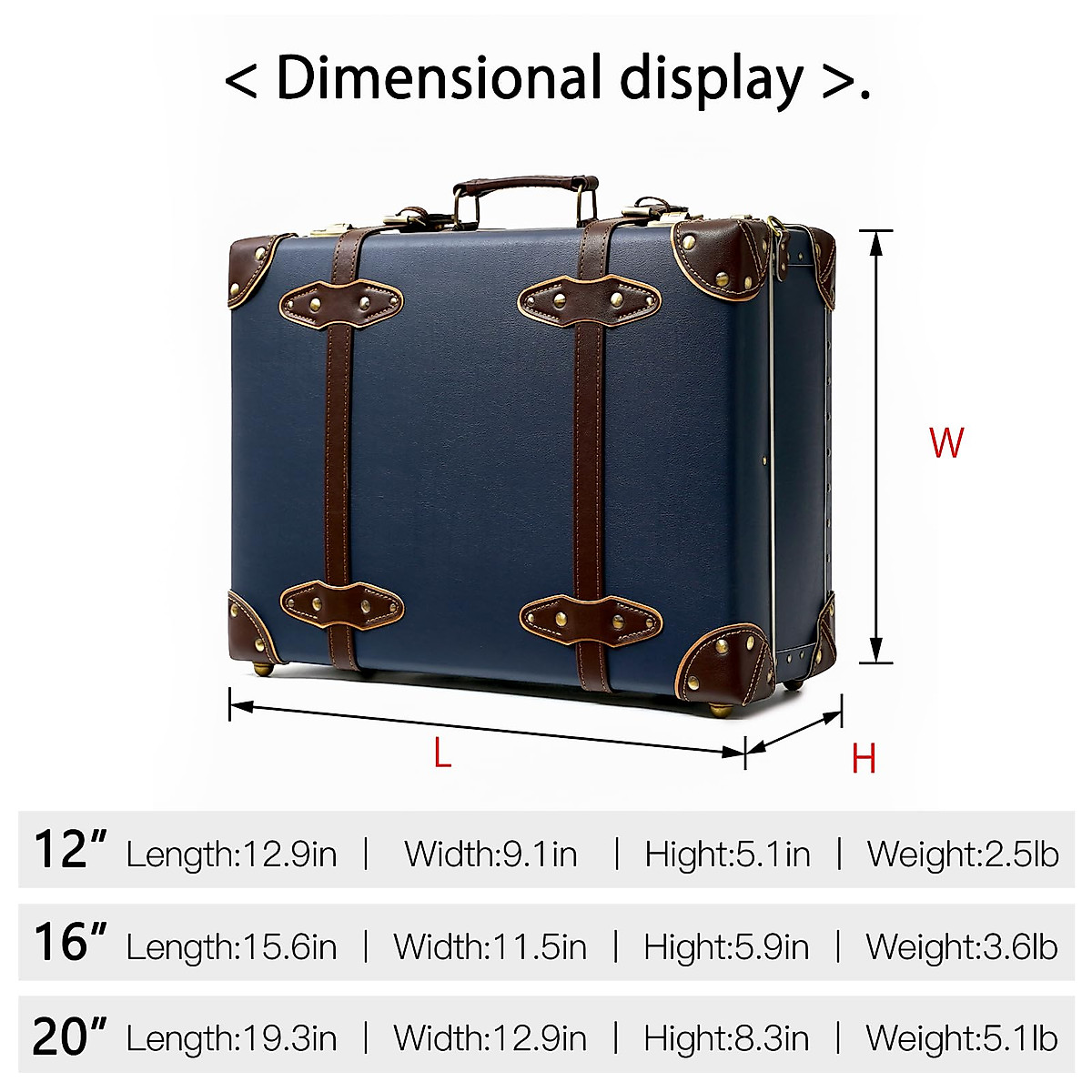 urecity Vintage and Cute Carry-on Overnight Case Non-wheeled Mini Leather Trunk Suitcase with Shoulder Strap