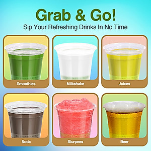 GREEVIRO Eco Compostable Plant-Based Clear Plastic Cups 12oz Thick, Reusable, Disposable Iced Coffee Cups for Smoothies, Beer & Any Beverages for Parties, Weddings & Gatherings