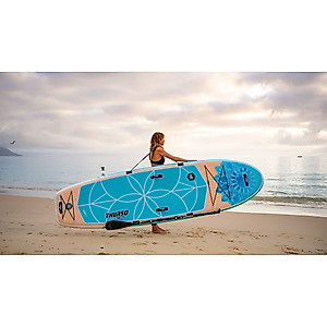 THURSO SURF Tranquility Yoga Inflatable Stand Up Paddle Board SUP 10'8 x 34'' x 6'' Two Layer Deluxe Package Includes Carbon Shaft Paddle/2+1 Quick Lock Fins/Leash/Pump/Roller Backpack
