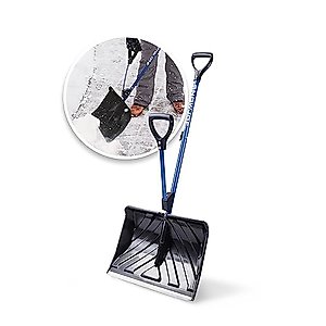 Snow Joe SJ-SHLV20 Shovelution 20-Inch, Strain-Reducing Snow Shovel w/ Spring Assisted Handle + Impact-Resistant Blade, Blue