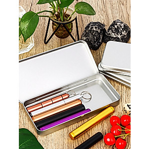 3 Pack Metal Tin Box with Lid, Metal Rectangular Tins With Hinged Lid, Portable Storage Box Containers, for Storage Drawing Pin Candies Jewelry Crafts (7.7 x 3.6 x 0.8 Inches)