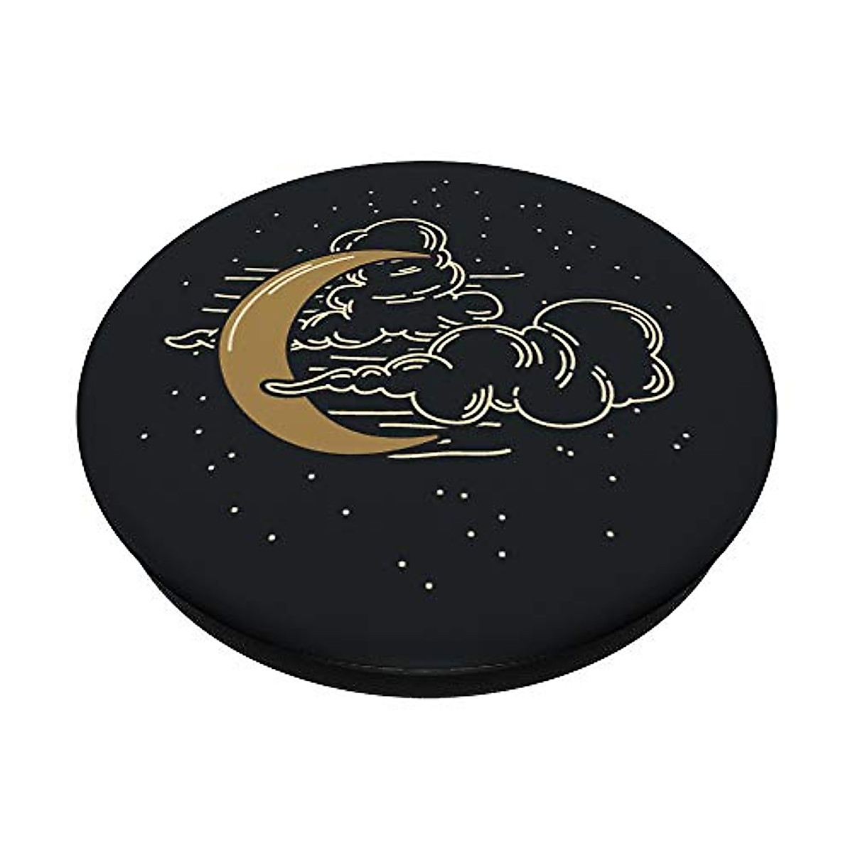 Crescent Moon Clouds Starry Sky Black PopSockets Swappable PopGrip