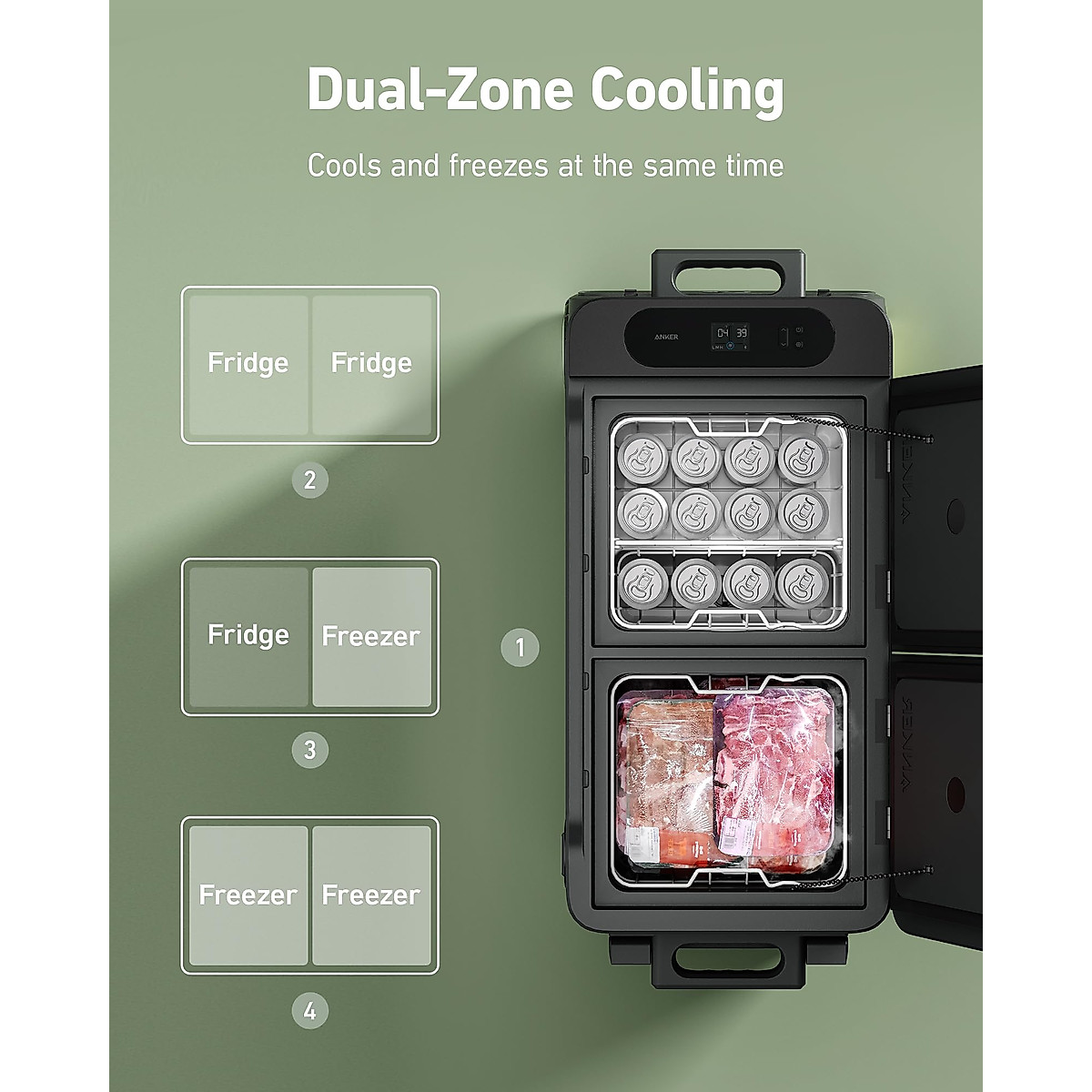 Anker EverFrost 50 Powered Cooler, 53L Portable Refrigerator for Car, Powered Cooler with 299Wh Battery, Powered by AC/DC or Solar, For Outdoor Camping, Travel, and Fishing, Fits in Trucks (Renewed)