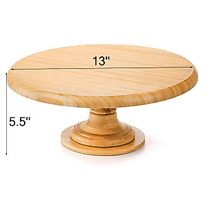 Yesland Wood Cake Turntable 13 Inch Cake Stand Rotating, Rustic Tabletop Round Cupcake Pedestal Stand Farmhouse Bamboo Cakes Holder Tray for Wedding, Birthday, Parties, Restaurants