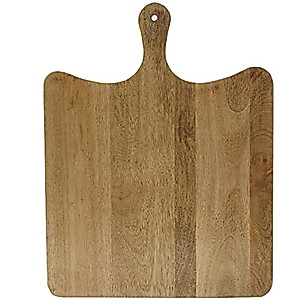 Fitz and Floyd Austin Craft Maryn Mango Wood Paddle Cheese Charcuterie Serving Board, 18-Inch, White