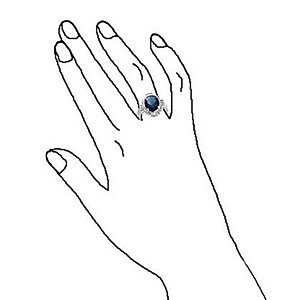 Bling Jewelry Personalize Art Deco Style Royal Blue Oval Baguette Halo 6 CT AAA CZ Simulated Sapphire Solitaire Statement Engagement Ring For Women Silver Plated Customizable