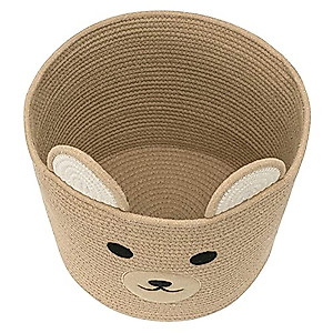 Bear Laundry Baskets Laundry Hamper Storage Basket with Handles,Decorative Basket for Living room,Woven Storage Basket for Toys Bin Pillows Blankets Clothes (Khaki)