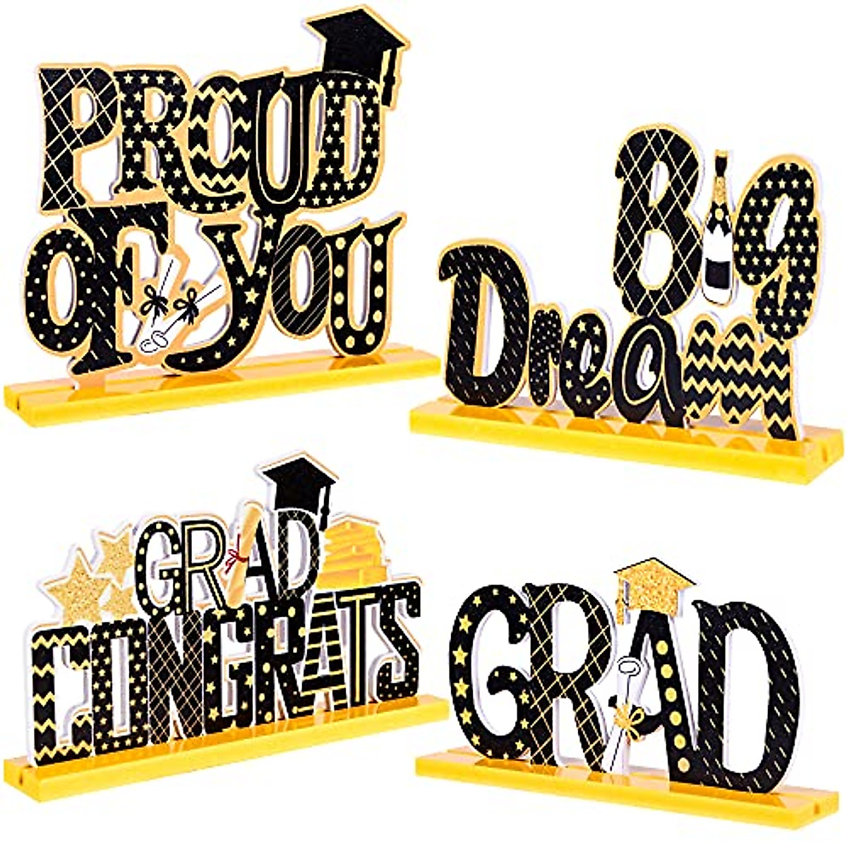 4PCS Graduation Decorations 2023 Table Centerpieces - Congrats Grad Party Decor Supplies Ornaments (Assembly Needed)