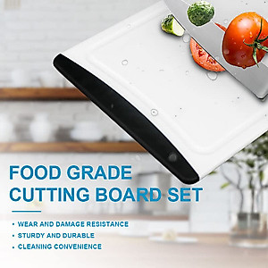 Cutting Board, Cutting Boards for Kitchen set of 3, Black Chopping Board Dishwasher safe, Easy Grip Non-slip Handle Border with Juicy Groove, Reversible, Chopping Food, Baking, Cooking Meat.