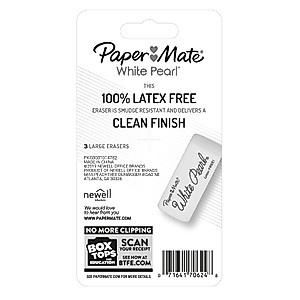Paper Mate 70624 White Pearl Erasers, Large, 3 Count
