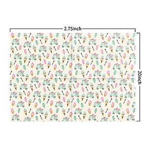 LDGOOAEL Flat Birthday Wrapping Paper Sheets-12 Sheets with 4 Ice Cream Paterns, Gift Wrapping Paper for Birthday, Wedding, Baby Shower Occasions- Pre cut & Folded(19.6" x 27.5“ Per Sheet)…