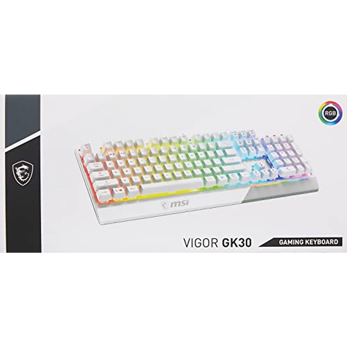MSI Vigor Backlit RGB Dedicated Hotkeys Anti-Ghosting Mechanical Feel Gaming Keyboard (Vigor GK30 White US)