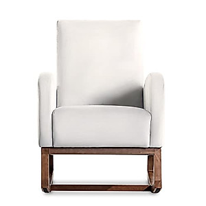 Belandi Rocking Chair Nursery, Velvet Nursery Glider Upholstered Accent Rocker Armchair with Side Pocket for Living Room Bedroom Offices (Cream White)