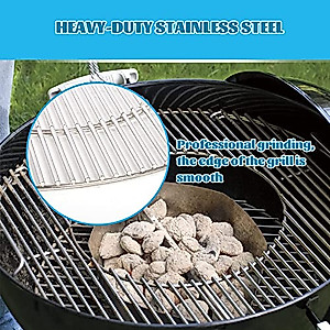Hinged Cooking Grate for Weber 22” Charcoal Grill,Heavy-Duty Stainless Steel Grill Grate for Weber 8835 Gourmet BBQ System Hinged Cooking Grate,Works Great on 22" Weber,Barrel Grills,Recteq Bullseye