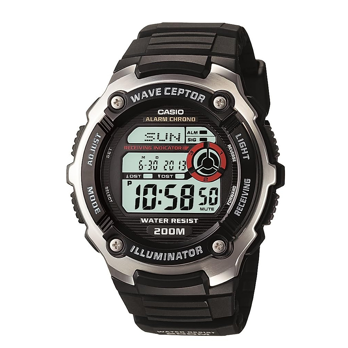 Casio EAW-WV-200A-1AV Men's WV200A-1AV Waveceptor Watch with Black Band