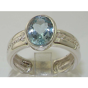 925 Sterling Silver Natural Aquamarine Womens Solitaire Ring - Size 5.5