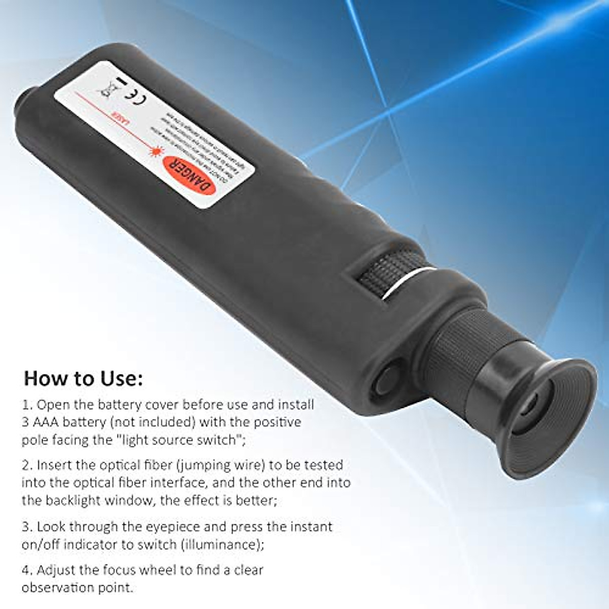 Fiber Optic Microscope, 400X Monocular Portable Microscope High Accuracy Fiber Optical Cable Inspection Magnifier Fiber Dents Detector for Stain and Scratch Detection