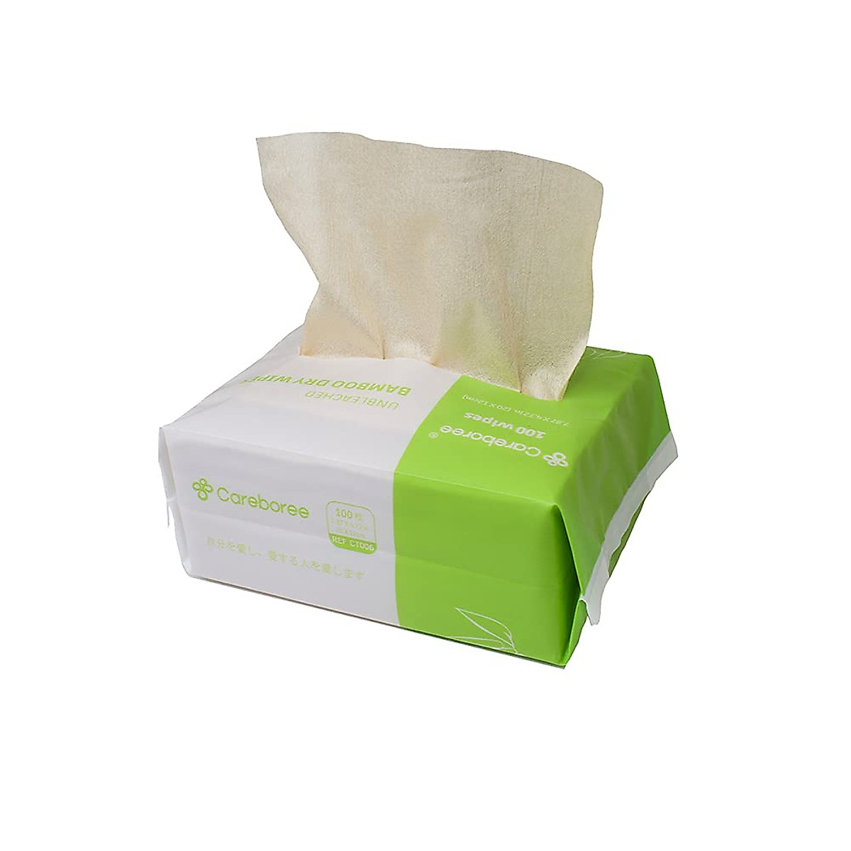 400 Count Careboree Unbleached Dry Baby Wipes Unscented Multi-Purpose Cotton Tissue Small Size