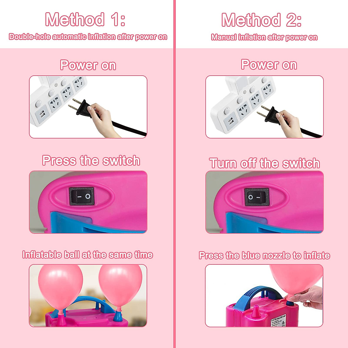 Gifts2U Balloon Column Stand and Balloon Pump, Electric Balloon Pump with 2 Sets 7Ft Ajustable Balloon Column Kits and 100 Pcs Balloons for Graduation Birthday Party Home Decoration (100-110V 600W)