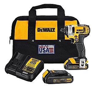 DEWALT 20V MAX* Cordless Drill Impact Driver Kit, 1/4-Inch (DCF885C2)
