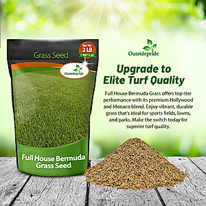 Outsidepride Full House Bermuda Grass Seed Mix - 2 lbs. Premium Warm Season Turf Blend of Traffic & Drought-Tolerant Monaco & Hollywood Bermuda Grass Seeds for Lawn, Golf Courses & Fairways