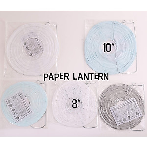 luckylibra Boy baby shower decorations, It is a Boy Banners Elephant Garland and Paper Lantern Paper Flower Pom Poms （Blue White Grey）