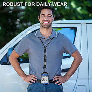 DAYGOS Hard Plastic Badge Holder, Tactical ID/Credit Holder with Heavy Duty Breakaway Neck Lanyard, Detachable Card Holder Lanyards for Keys, Offices, Cruise, School (Black, Holds 1 to 6 Cards)