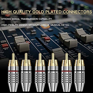 RCA Plug Connectors Coaxial Cable Audio Adapter Gold Plug Male No Solder Connector Solderless Video Cable kit TV CCTV(12-Pack)