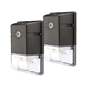 Xbuyee 2-Pack LED Wall Pack Light with Photocell, 35W 3850 Lumens Replaces 150W HPS/HID LED Porch Light, Dusk to Dawn Outdoor Lighting 5000K 100-277V IP65 Waterproof ETL Listed