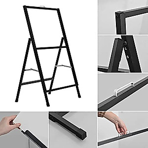 A Frame Sign Heavy-Duty 24x36 Inch Sandwich Board Sidewalk Sign Poster Stand Outdoor Portable Folding A-Frame Suitable for Store Advertising Poster Display, Black