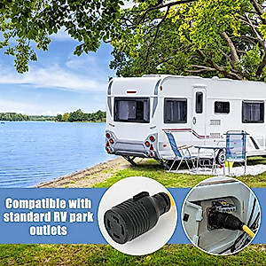 HDWS 3FT NEMA 2X 5-15P to L14-30R Y Adapter Cord, (2) 5-15 Male Plug 3 Prong to Generator Twist Lock L14-30 Female Receptacle 4 Prong, 120V/240V 30 Amp Generator Welder Dryer Power Cord Adapter