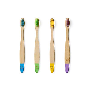 Wild & Stone | Organic Children's Bamboo Toothbrush | 4 Pack | Soft Fibre Bristles | 100% Biodegradable Handle | BPA Free | Vegan Eco Friendly Kids Toothbrushes (Multicolor)