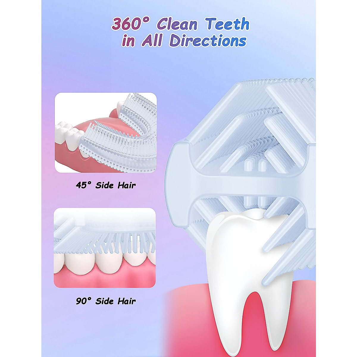 U Shaped Kid Electric Toothbrush Replacement Heads, 2PCS Kids Automatic Electric Toothbrush Replacement Heads, Food Grade Silicone Toddler Toothbrush Head for 2-6 Years Old