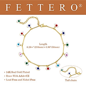 Fettero Anklet Bracelets for Women Gold Plated Dainty Waterproof Anklet Adjustable Delicate Beach Anklet Jewelry Beaded Ball Tennis Link Anklet Summer Boho Beach Foot Jewelry for Women Gifts